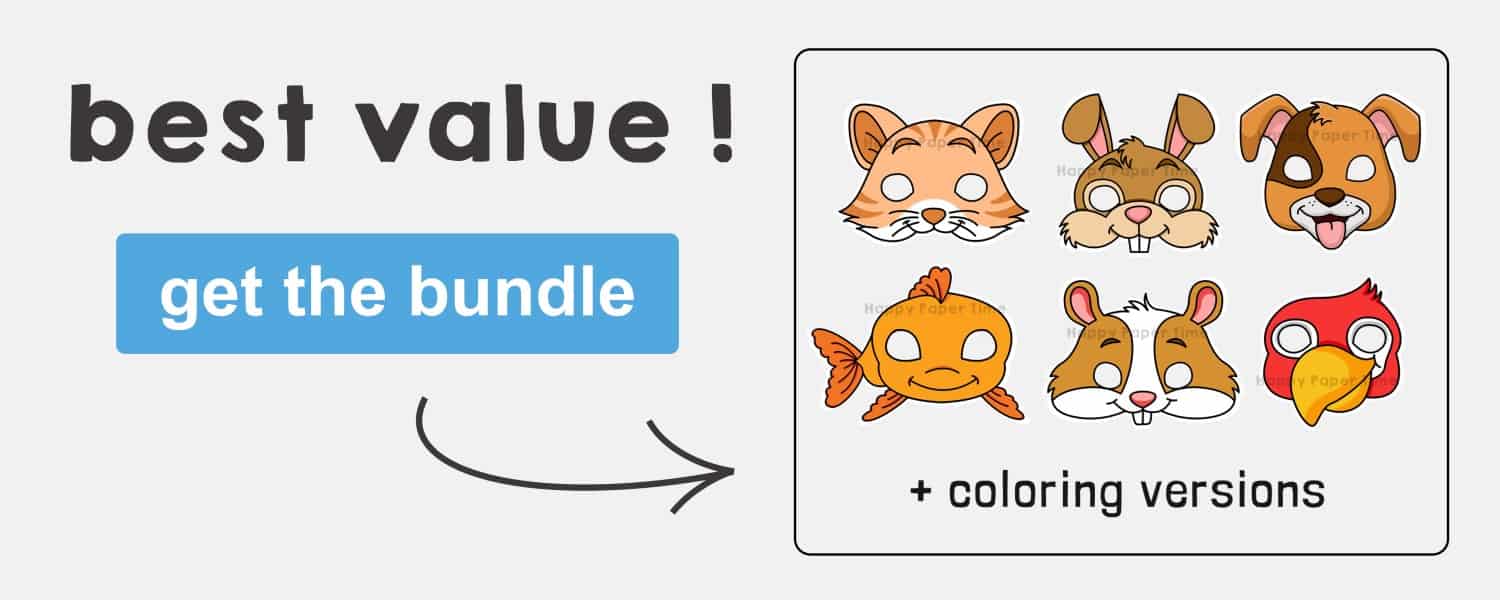 Bunny mask rabbit printable coloring - animal kid craft - Happy Paper Time